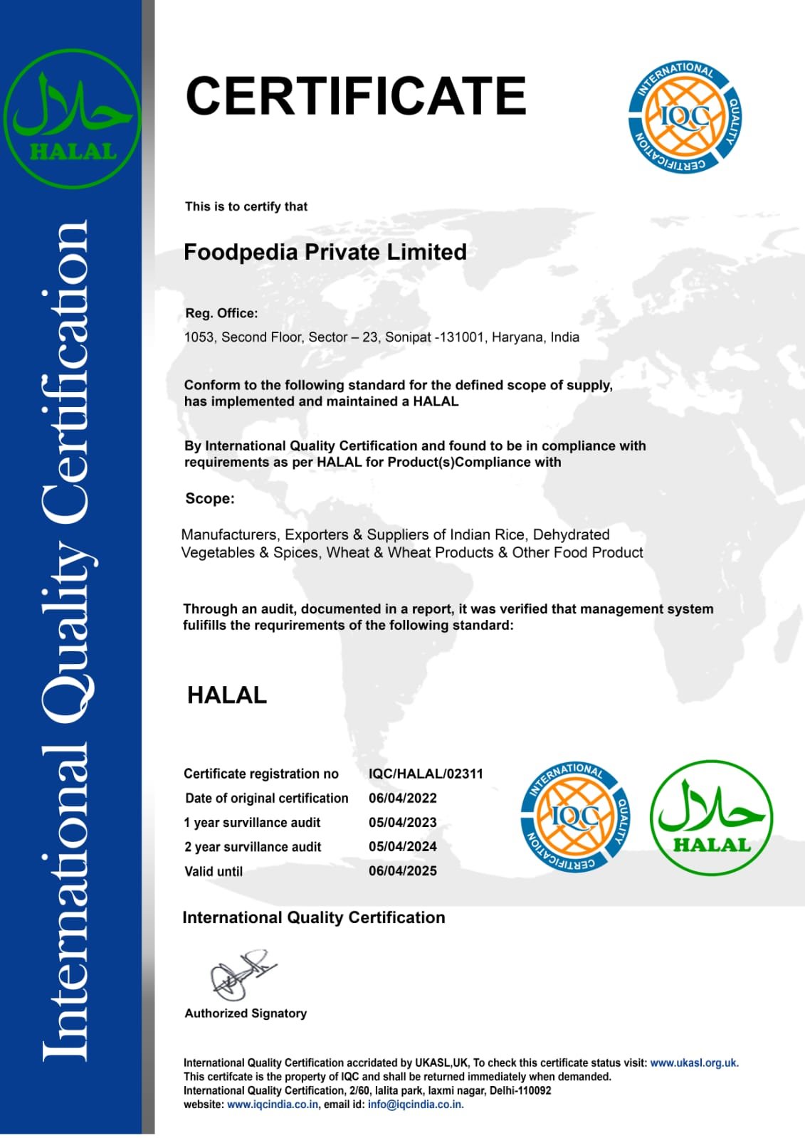 Foodpedia – An ISO and Halal Certified Company
